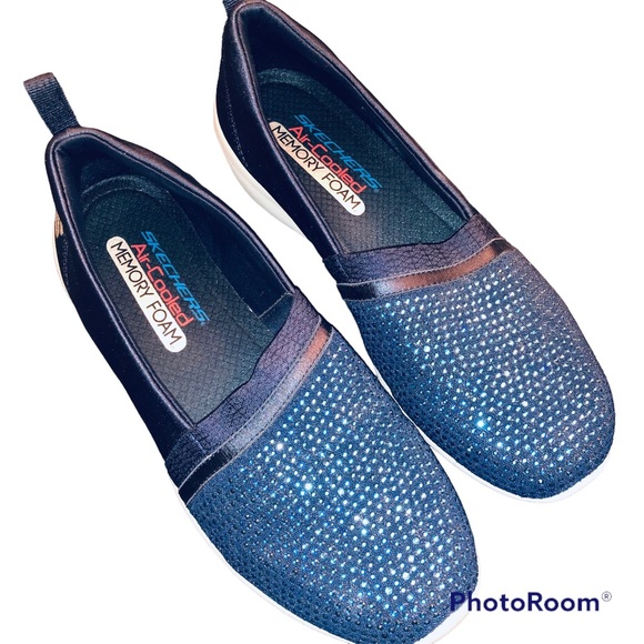 Skechers | Shoes | Skechers Aircooled Memory Foam Rhinestones Bling ...